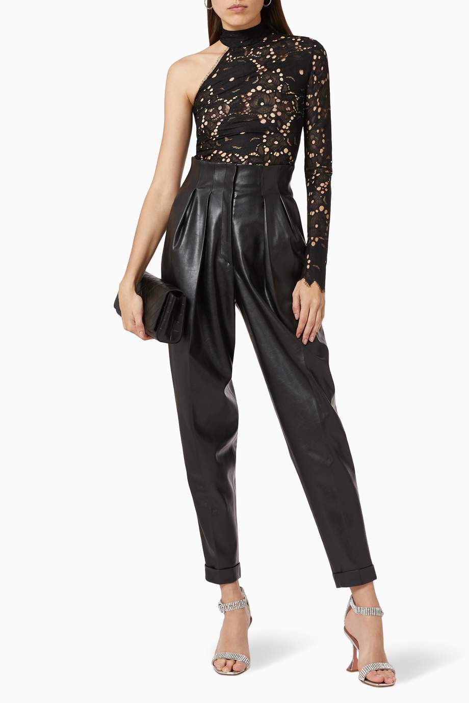 Shop ANOUKI Black High Waist Pants in Vegan Leather for Women | Ounass ...