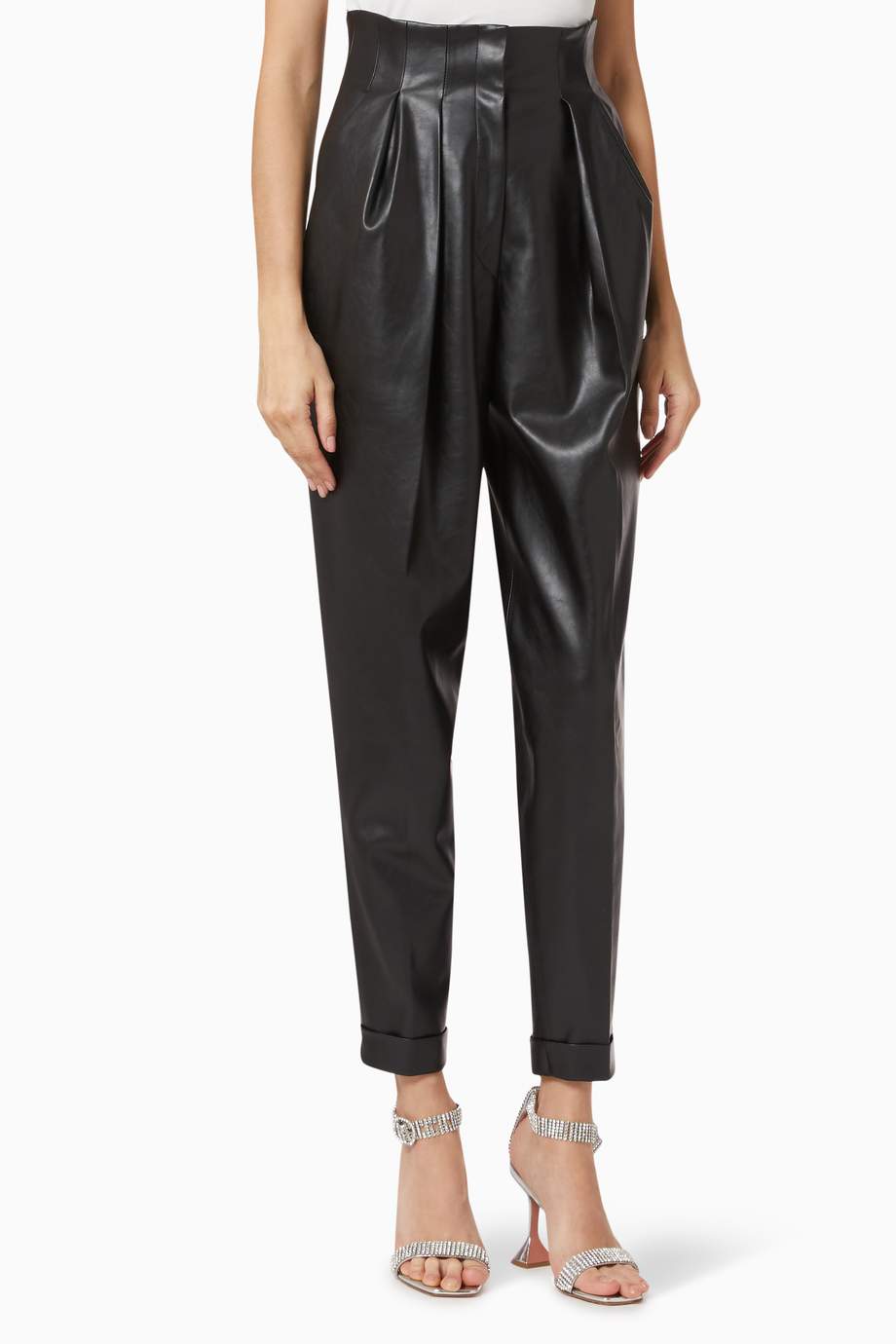 Shop ANOUKI Black High Waist Pants in Vegan Leather for Women | Ounass ...