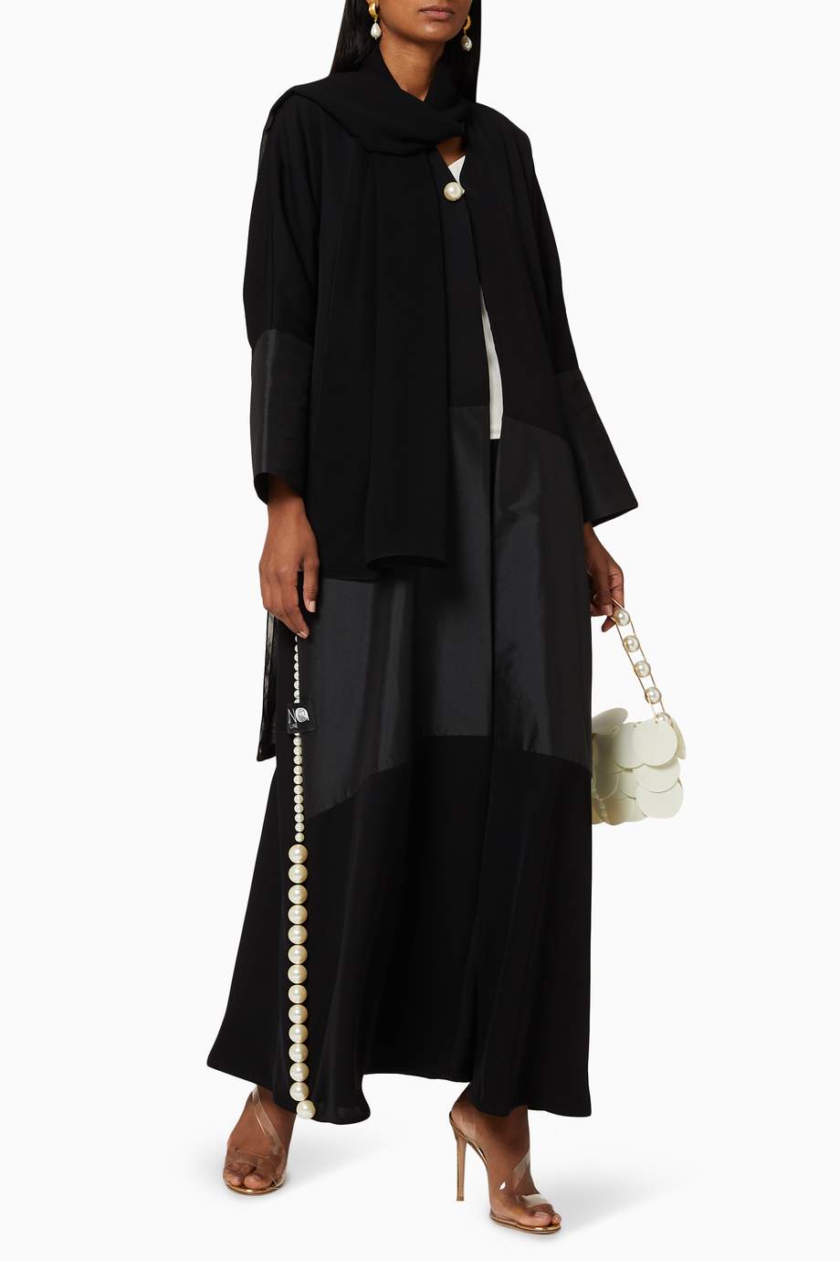 Shop Elna Line Black Pearl Embellished Abaya for Women | Ounass UAE