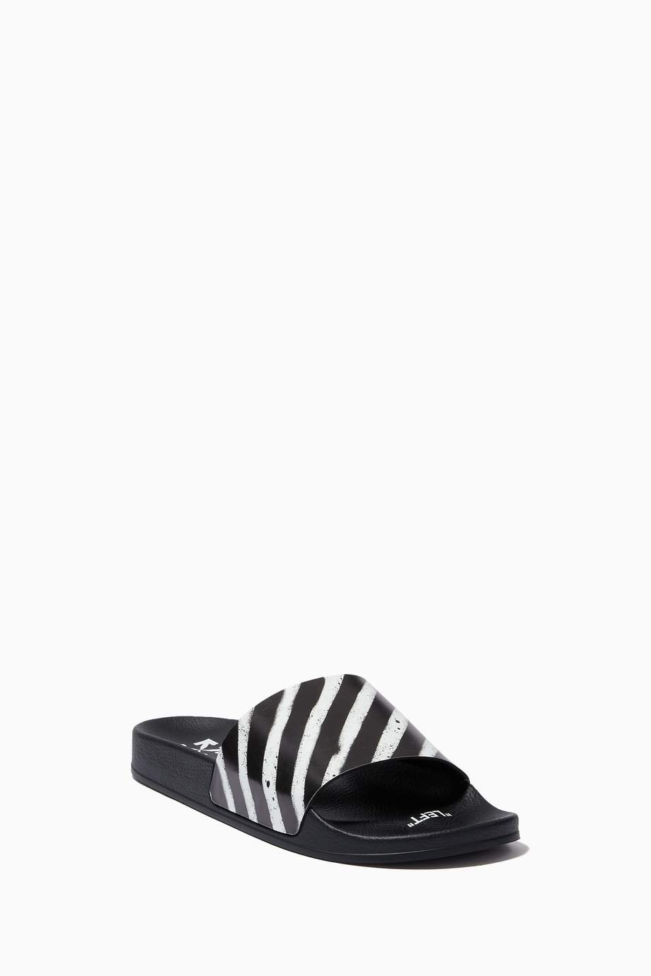 Shop Off-White Black Zebra Print Slides in PU for Men | Ounass Oman
