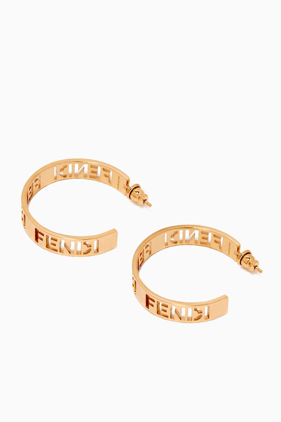 Shop Fendi Gold Small Signature Earrings in Metal for Women | Ounass UAE