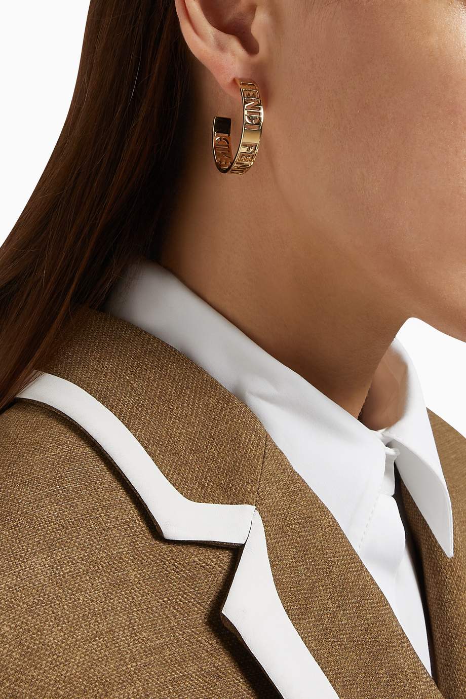 Shop Fendi Gold Small Signature Earrings in Metal for Women | Ounass UAE