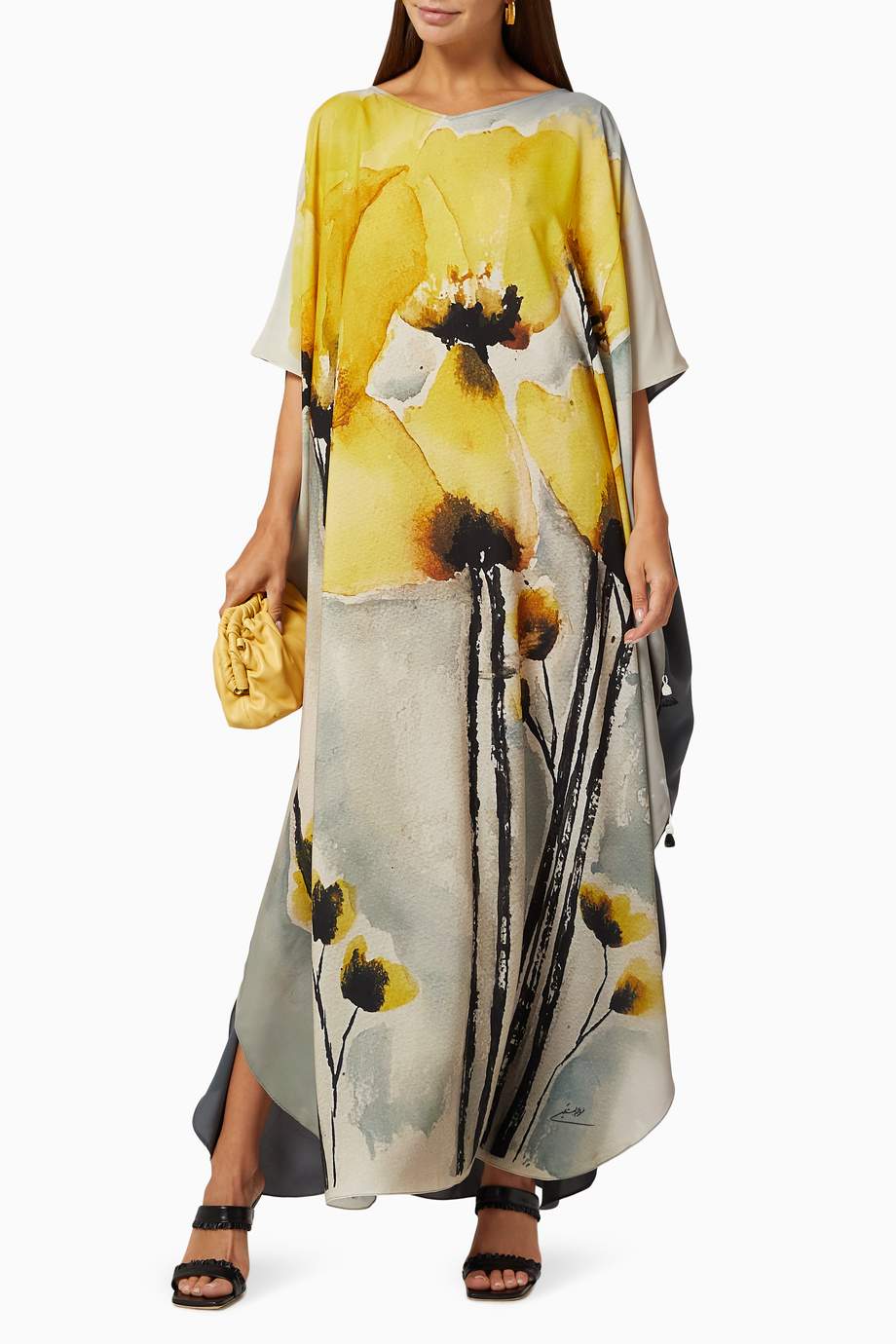 Shop Feryal Al Bastaki Multicolour Shamma Kaftan with Tassel Trim for ...