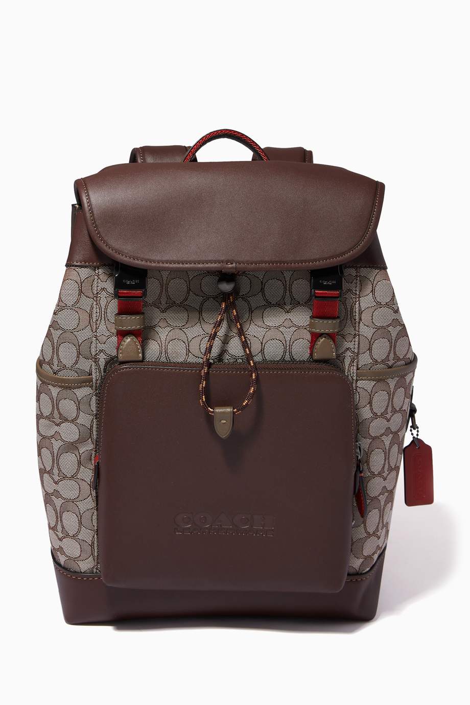 Shop Coach Brown League Flap Backpack in Signature Jacquard for Men ...