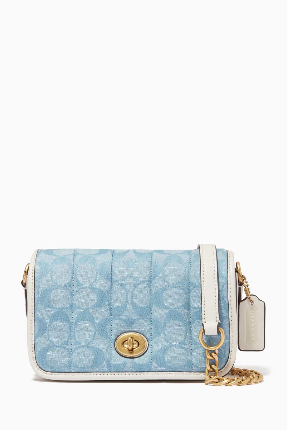 Shop Coach Blue Dinky 18 Bag in Quilted Signature Chambray for Women ...