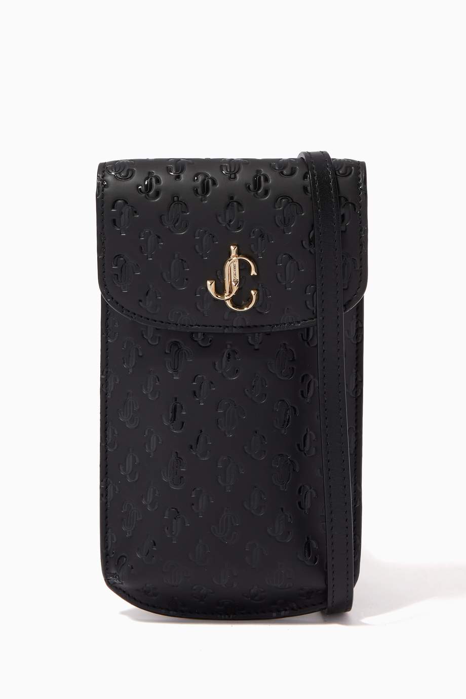 Shop Jimmy Choo Black Varenne Phone Case in JC Monogram Pattern for ...