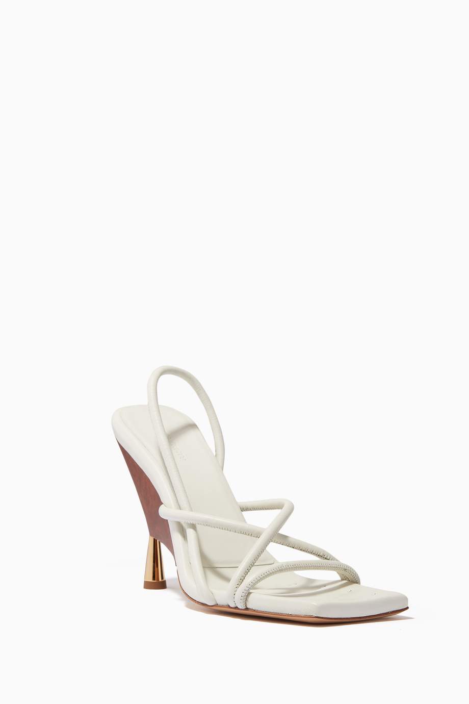 Shop Gia Couture White x RHW Rosie 2 105 Strappy Sandals in Leather for ...