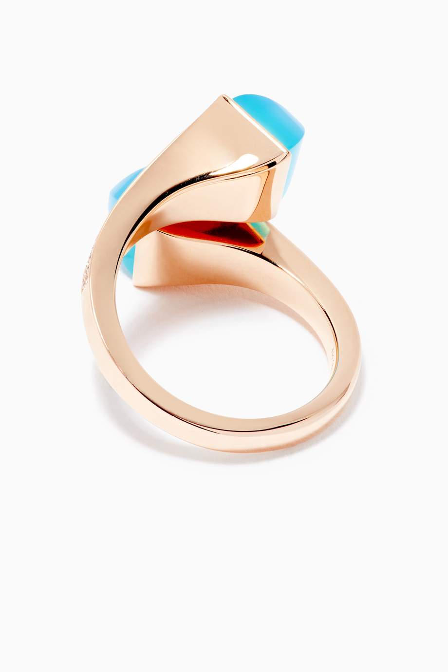 Shop Marli Rose Gold Cleo Diamond Statement Ring with Turquoise in 18kt ...