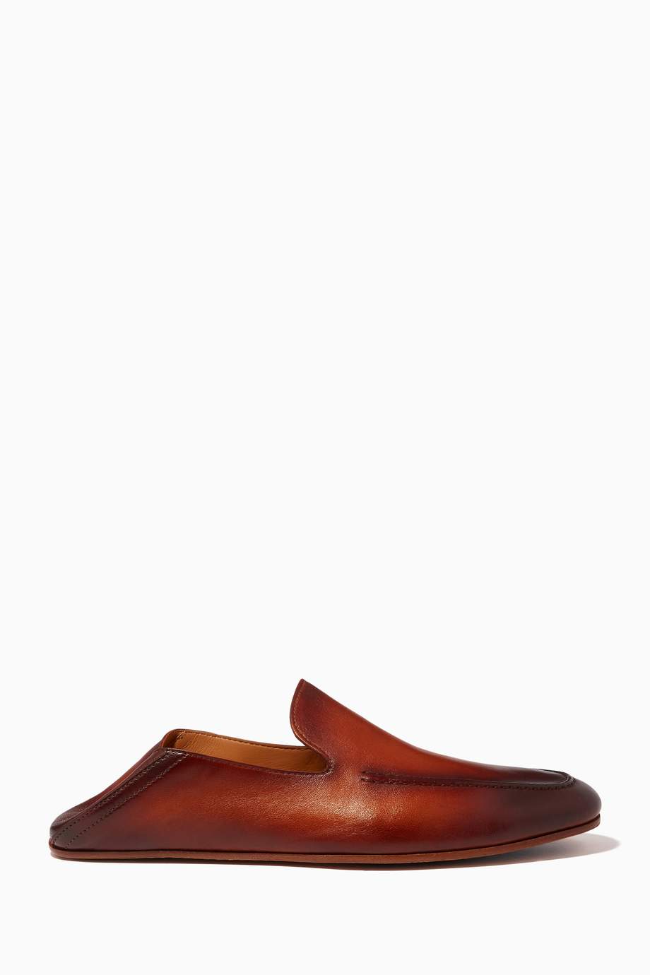 Shop Magnanni Brown Indoor Slippers in Grained Nappa Leather for Men ...