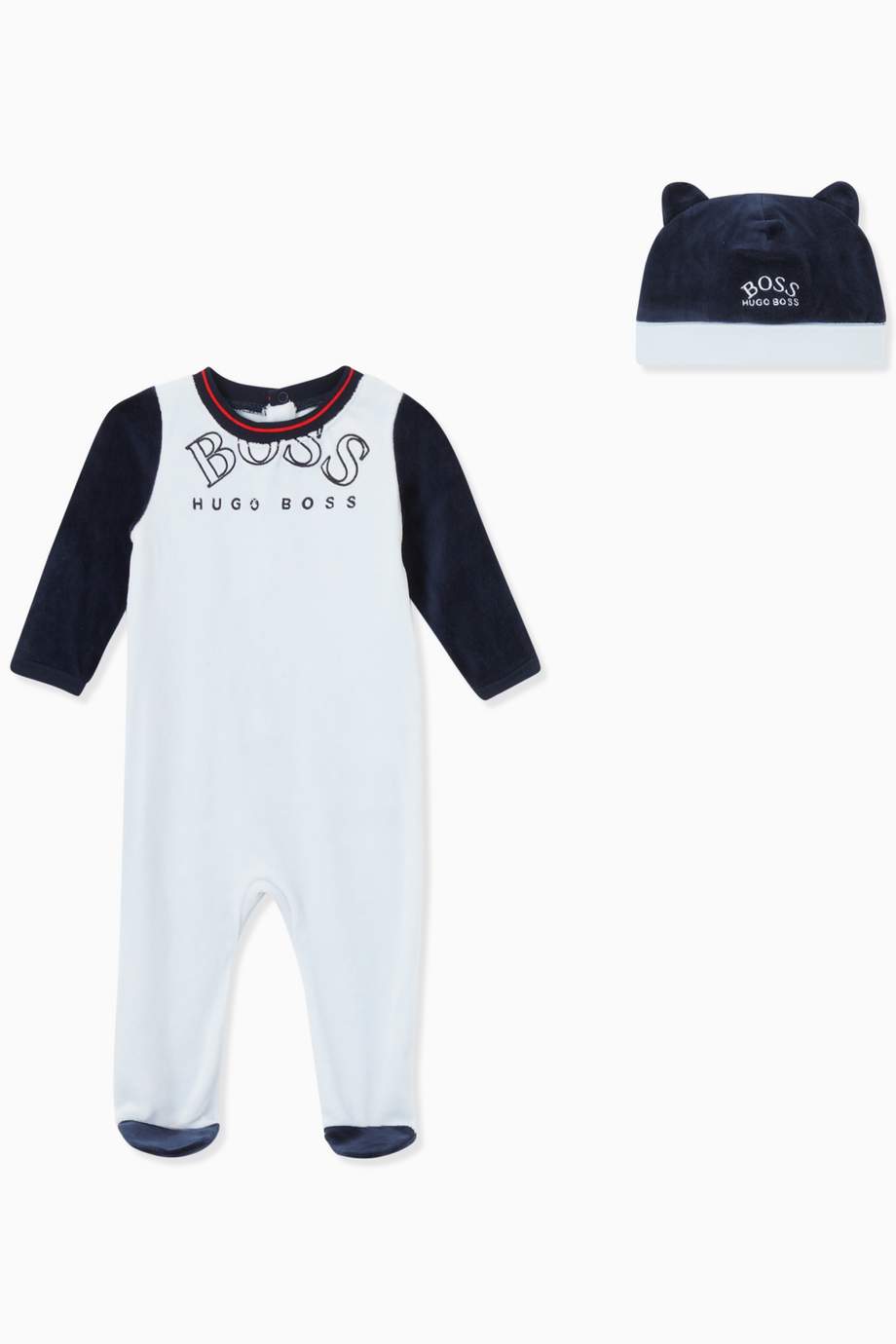 Shop Boss Blue Pajama & Hat Set in Velvet for Kids | Ounass UAE
