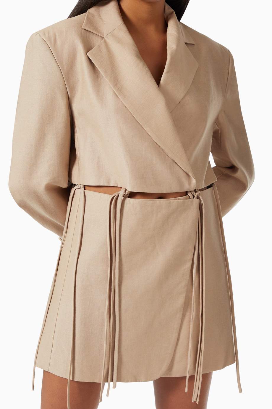 Shop YUZEFI Neutral Split Jacket in Wool for Women | Ounass UAE