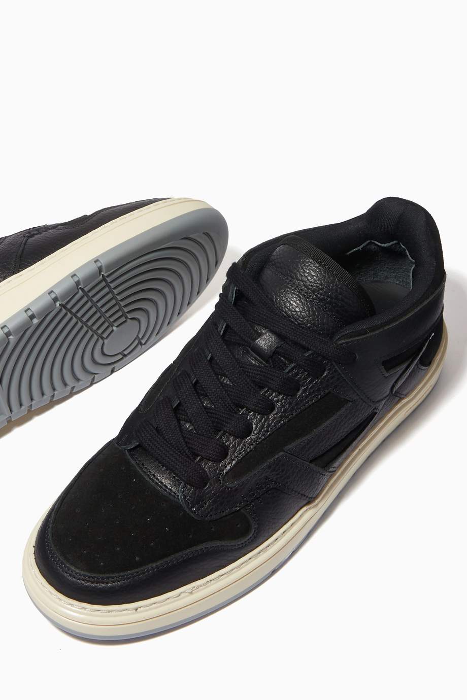 Shop Represent Black Reptor Low Sneakers in Leather for Men | Ounass UAE