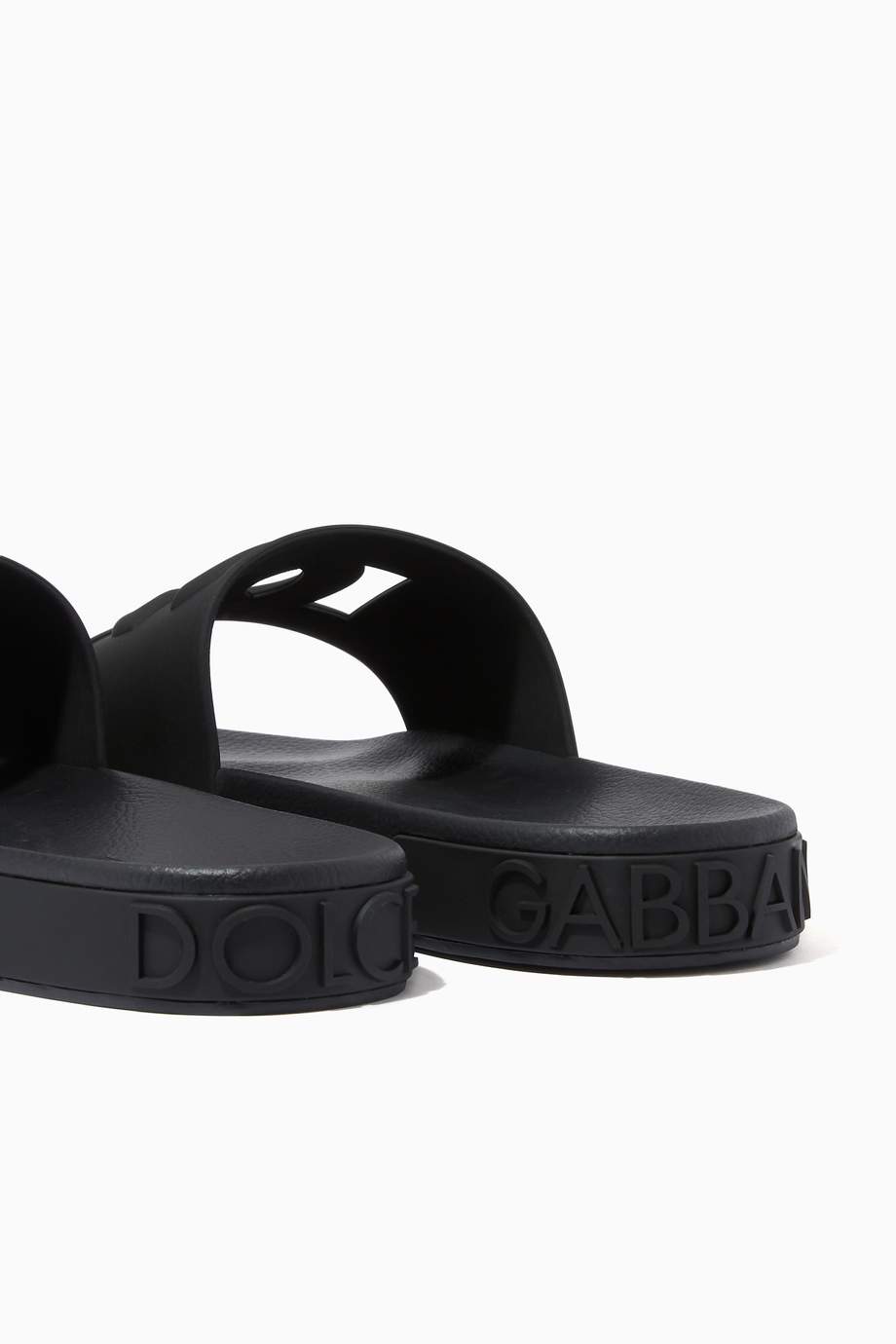 Shop Dolce & Gabbana Black Slides with DG Millenials Logo in Rubber for ...