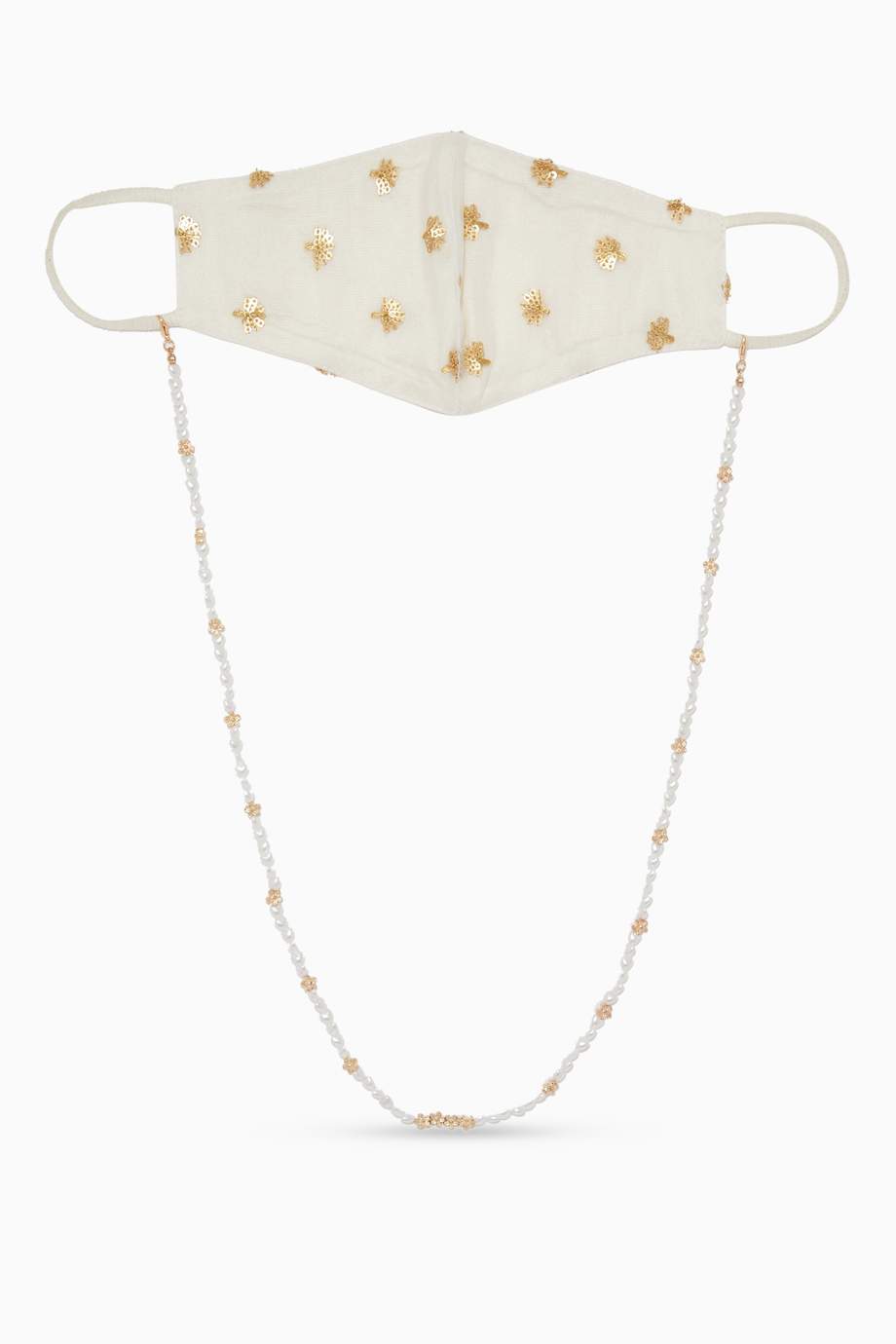 Shop Elna Line White Pearl Embellished Chain & Face Mask for Women ...