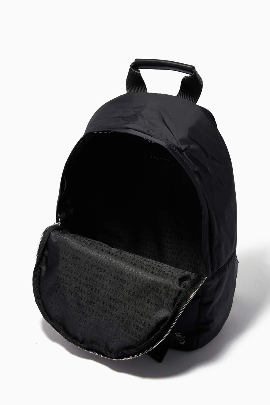 Shop Armani Exchange Black AX Backpack in Quilted Faux Leather for Men ...