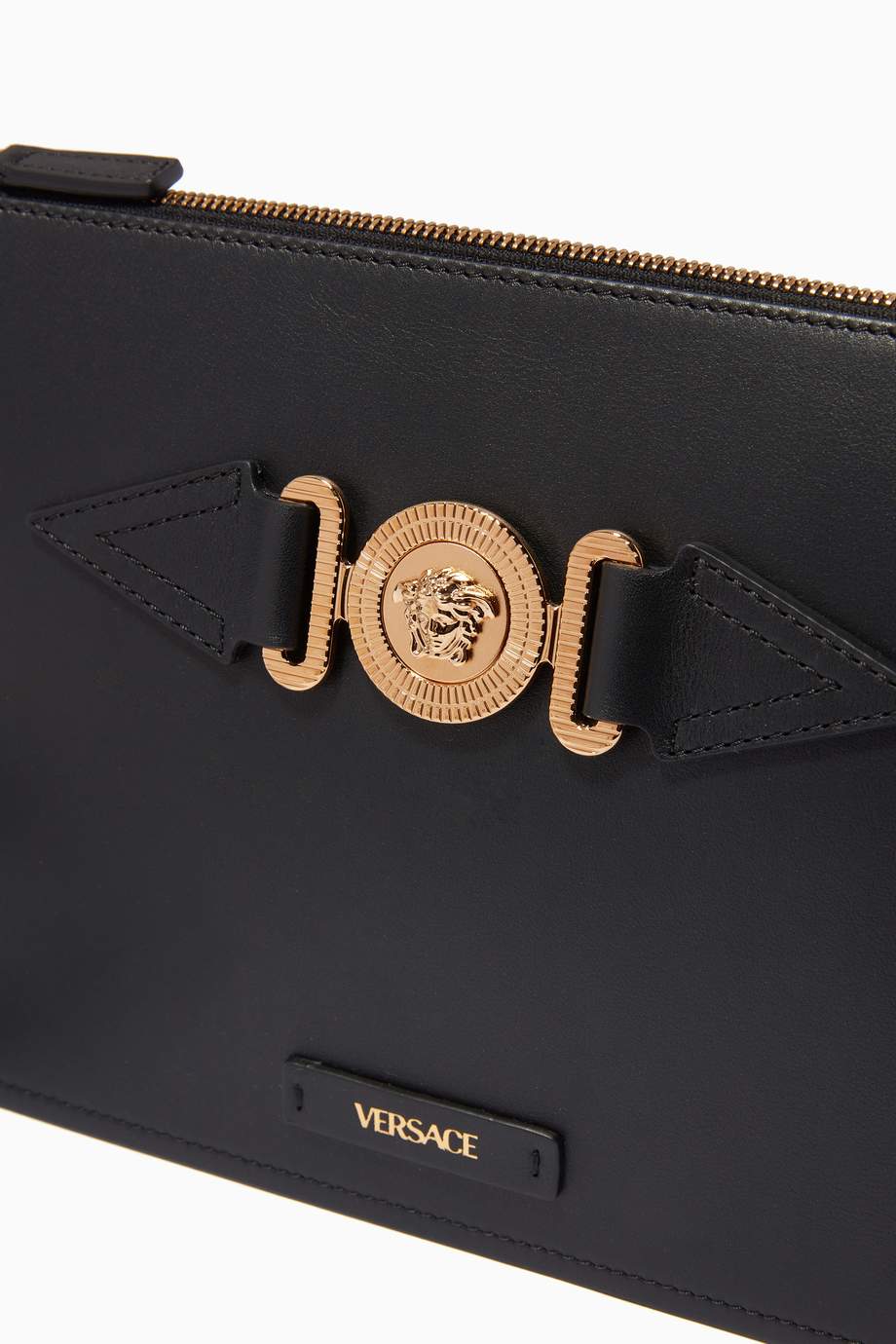 Shop Versace Black Medusa Biggie Pouch in Calf Leather for Men | Ounass UAE