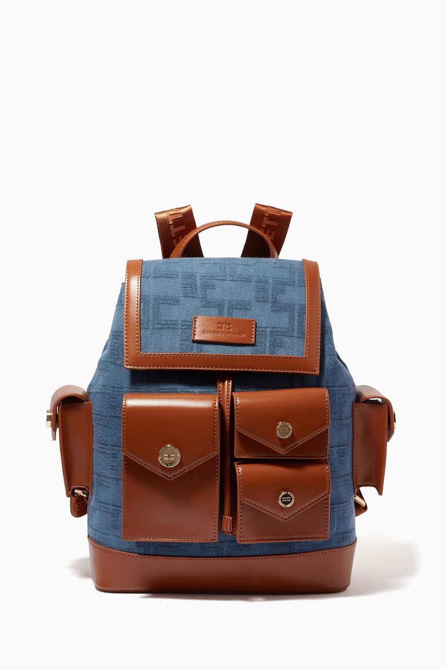 Shop Elisabetta Franchi Blue Utility Backpack in Denim for Women ...