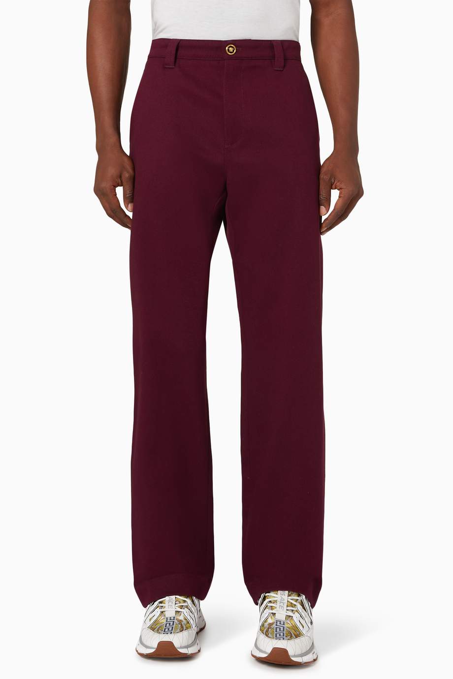Shop Versace Red Medusa Motif Pants in Cotton for Men | Ounass UAE