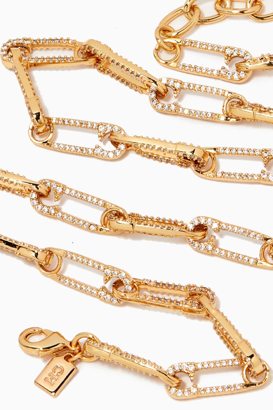 Shop Crystal Haze Gold Locked Pin Chain Necklace in 18kt Gold-plated ...