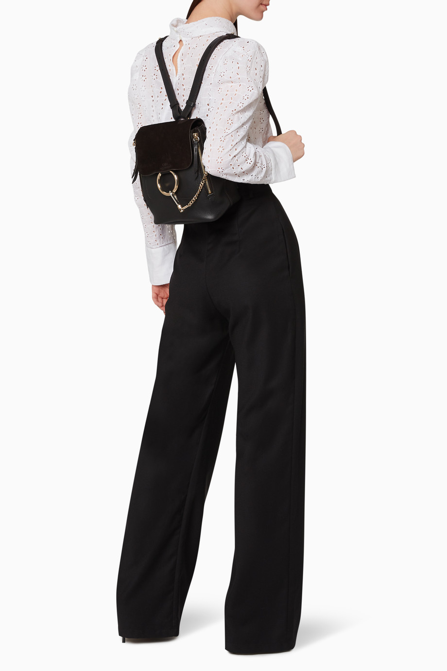 Shop Chloé Black Small Faye Suede Backpack for Women | Ounass UAE