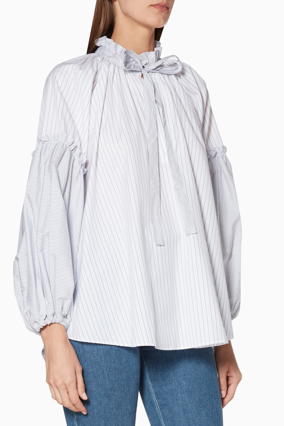 Shop Lee Mathews White Natural Penny Tie-Front Shirt for Women | Ounass UAE
