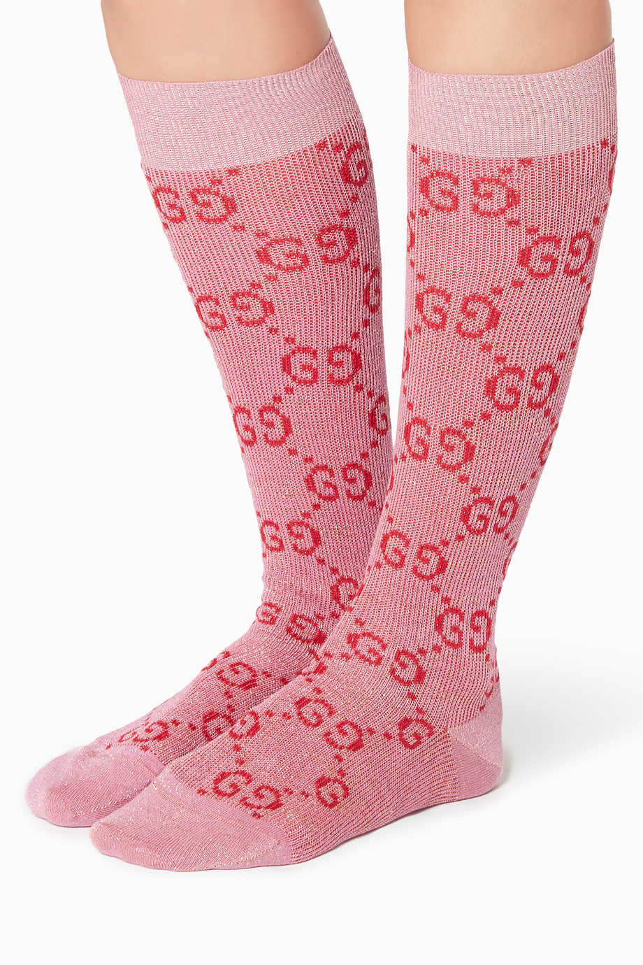 Shop Gucci Pink Pink Lurex GG Ankle Socks for Women | Ounass UAE