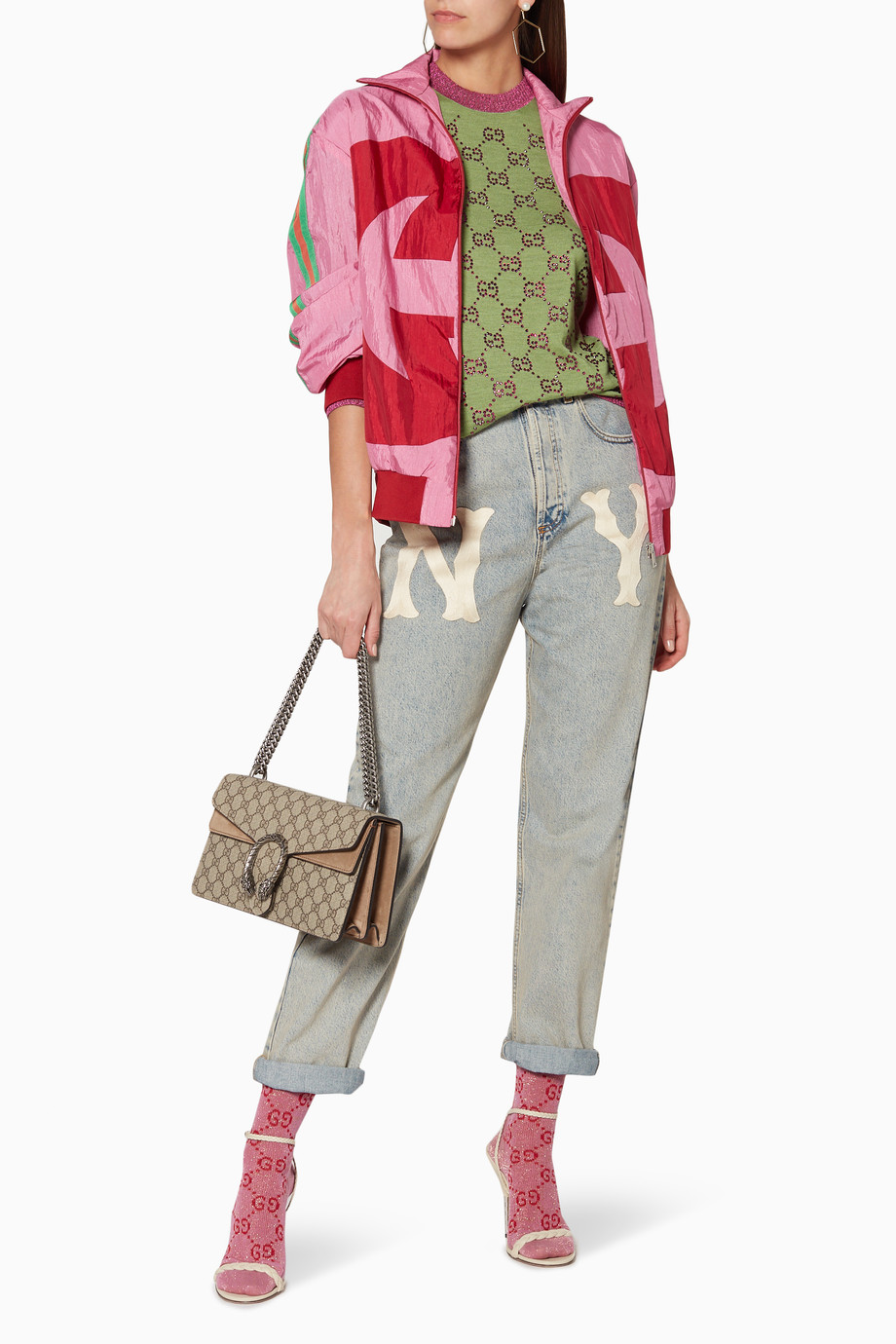 Shop Gucci Pink Pink Lurex GG Ankle Socks for Women | Ounass UAE