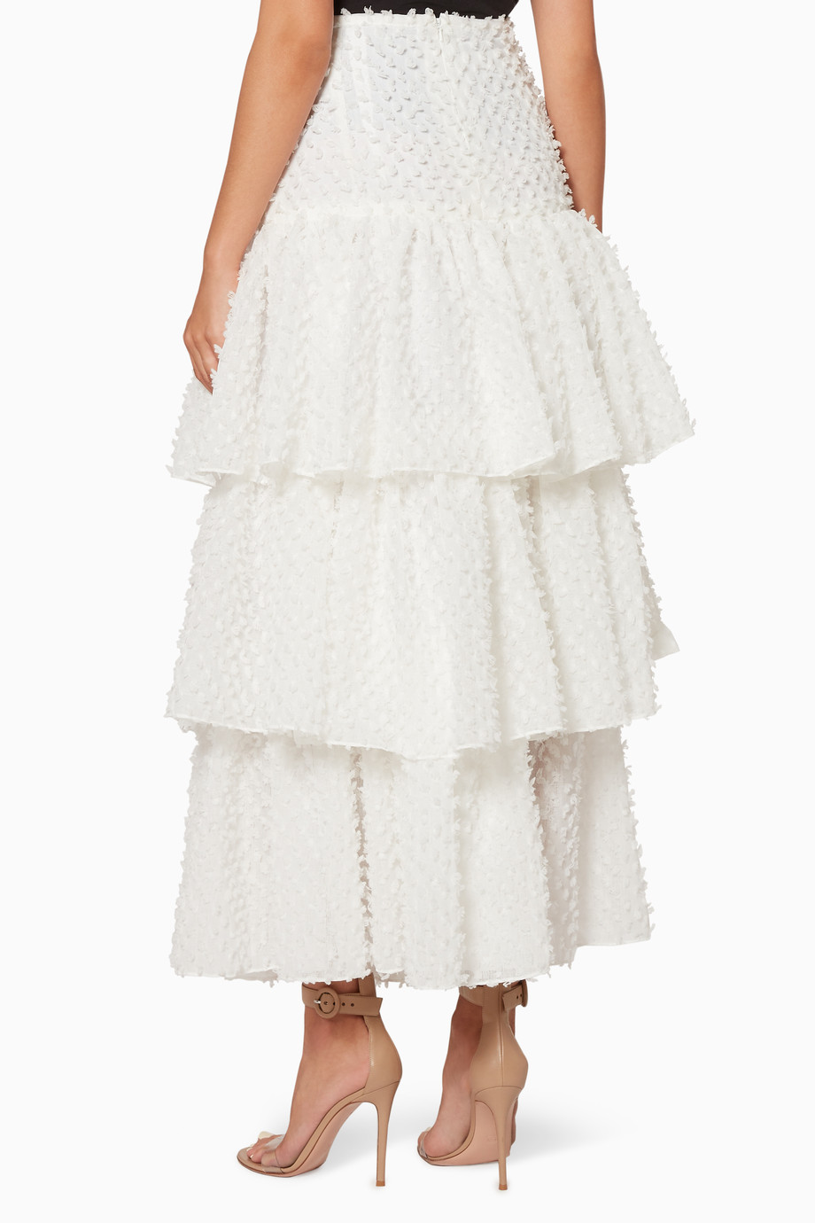 Shop Bambah Boutique White White Fuzzy Ruffle Skirt for Women | Ounass UAE