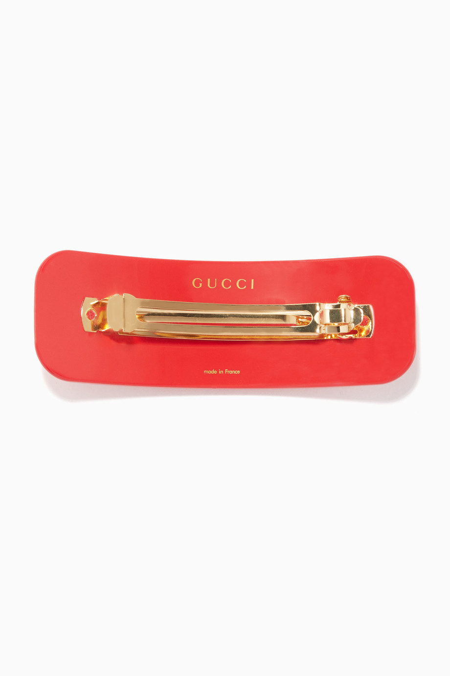 Shop Gucci Red Crystal-Embellished Logo Barrette for Women | Ounass UAE