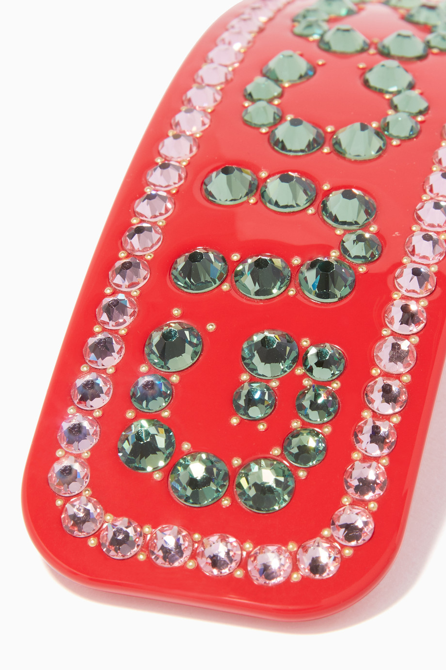 Shop Gucci Red Crystal-Embellished Logo Barrette for Women | Ounass UAE