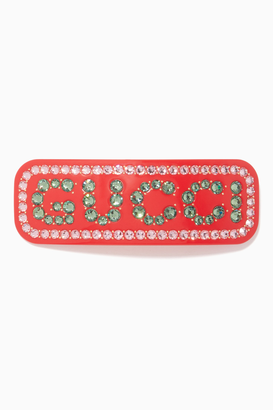 Shop Gucci Red Crystal-Embellished Logo Barrette for Women | Ounass UAE