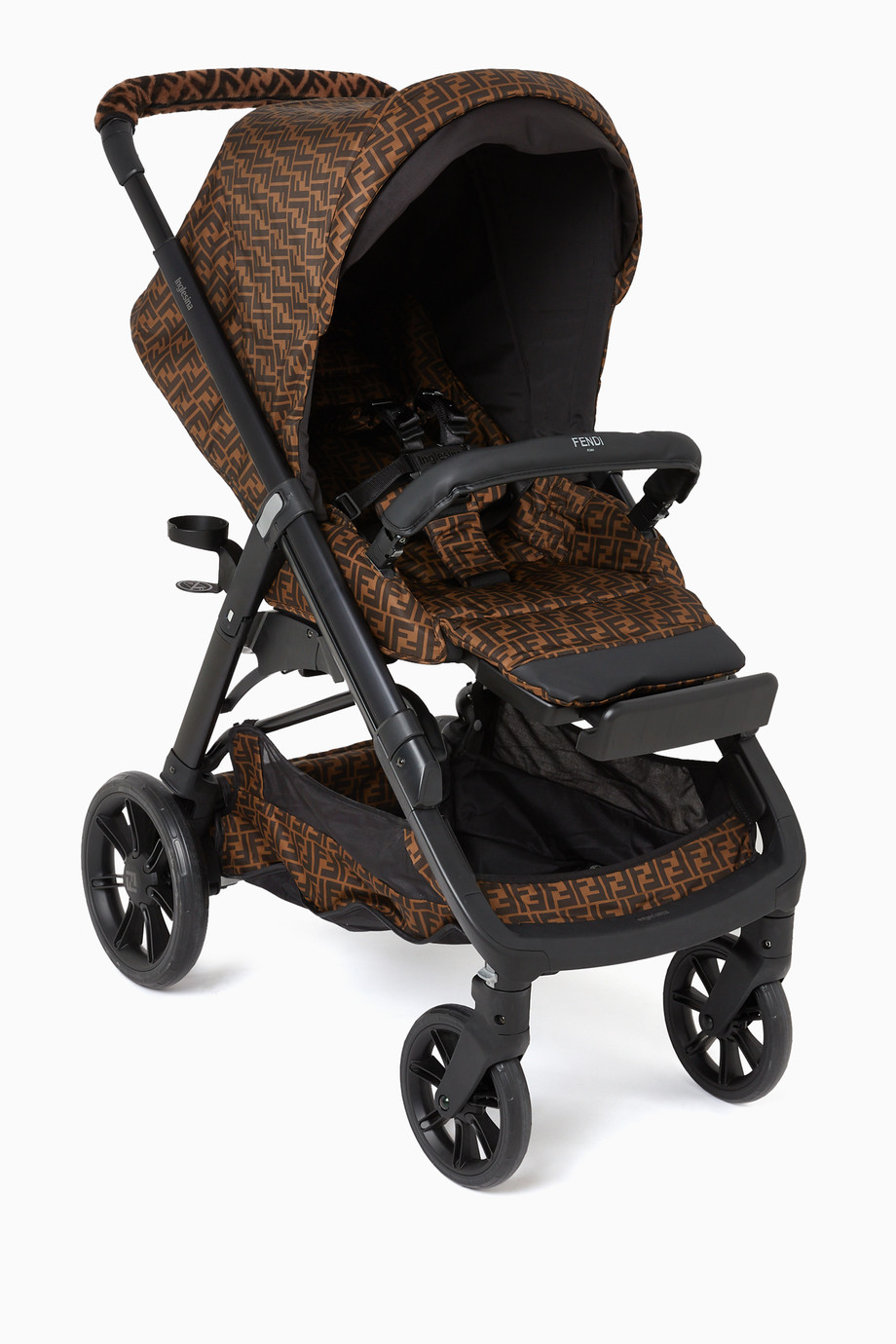 Shop Fendi Brown FF Logo Reclinable Stroller for Kids | Ounass UAE