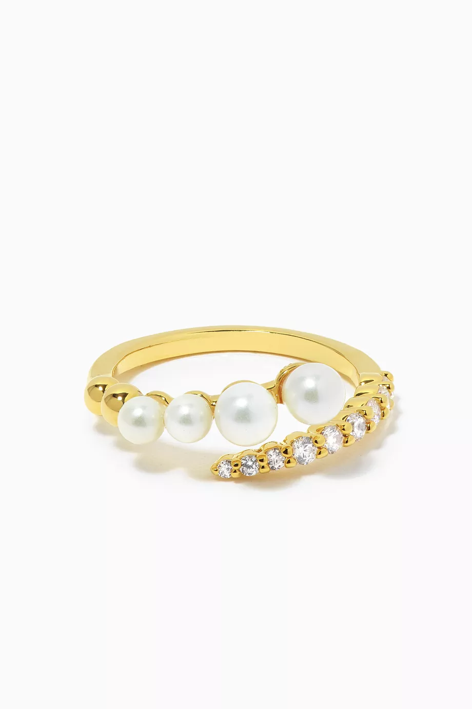 Tai Jewelry Pavé & Pearl Open Ring - towill.com